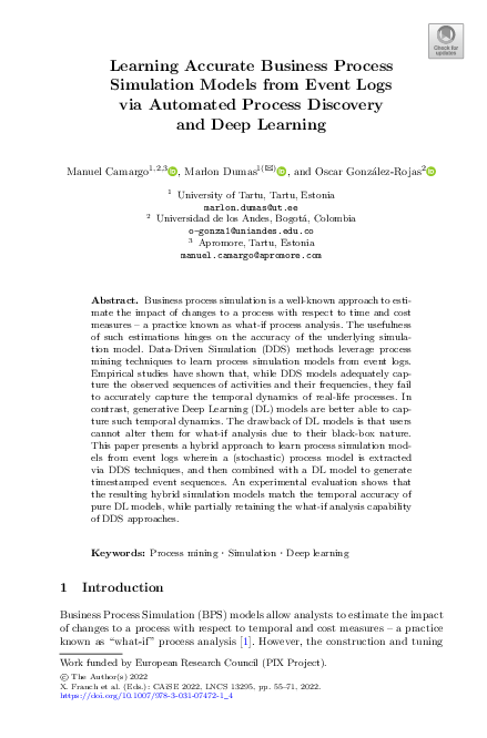 (PDF) Learning Accurate Business Process Simulation Models from Event Logs via Automated Process ...