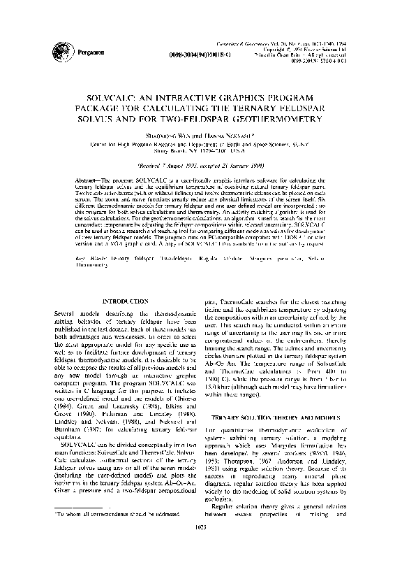 (PDF) SOLVALC: An interactive graphics program package for calculating the ternary feldspar ...