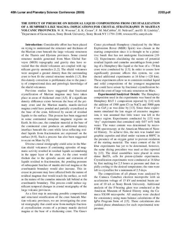 (PDF) The Effect of Pressure on Residual Liquid Compositions from ...