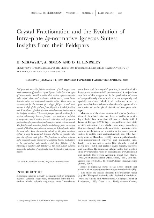 (PDF) Crystal Fractionation and the Evolution of Intra-plate hy ...