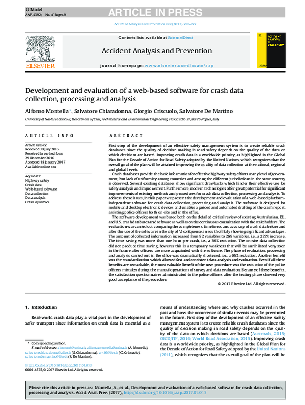 (PDF) Development and evaluation of a web-based software for crash data ...