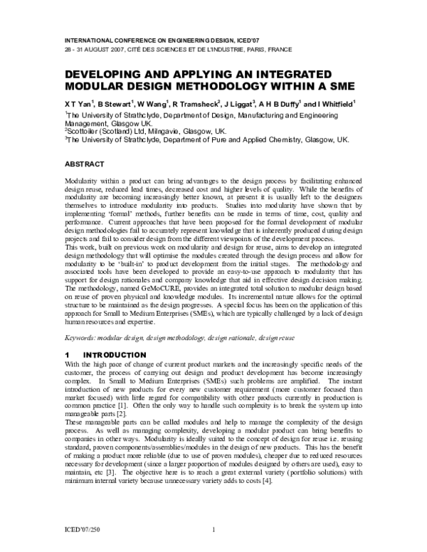 (PDF) Developing and applying an integrated modular design methodology ...
