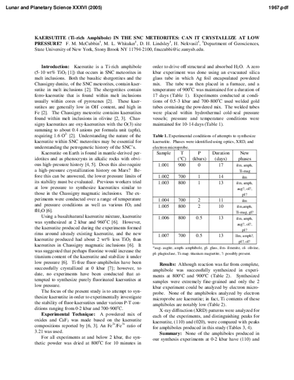 (PDF) Kaersutite (Ti-rich Amphibole) in the SNC Meteorites: Can It ...