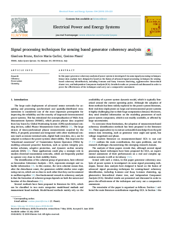 (PDF) Signal processing techniques for sensing based generator ...