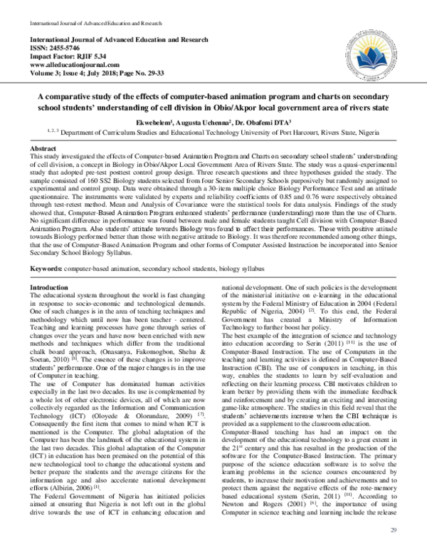(PDF) A comparative study of the effects of computer-based animation ...