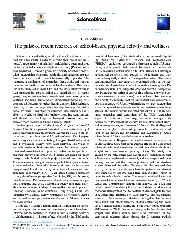 (PDF) The pulse of recent research on school-based physical activity ...