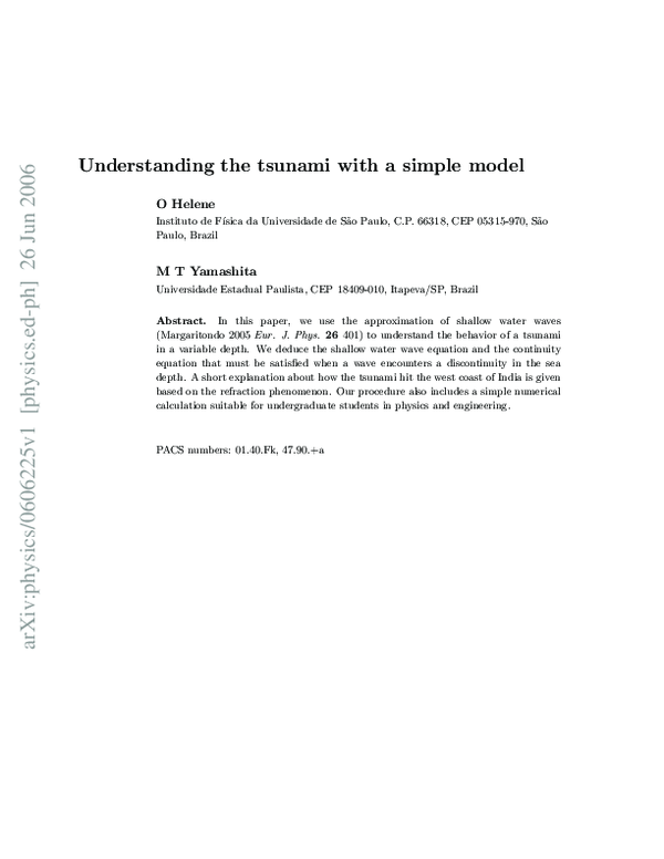 (PDF) Understanding the tsunami with a simple model