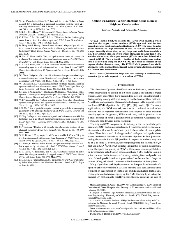 (PDF) Scaling Up Support Vector Machines Using Nearest Neighbor Condensation