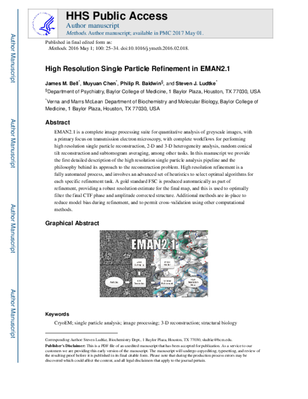 (PDF) High resolution single particle refinement in EMAN2.1 | Philip Baldwin - Academia.edu