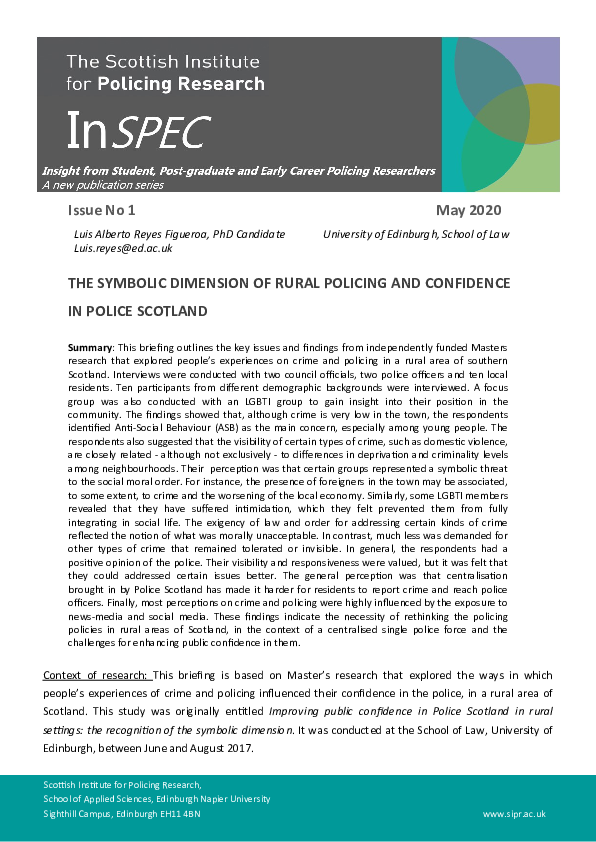 (PDF) The symbolic dimensión of rural policing and confidence in Police ...