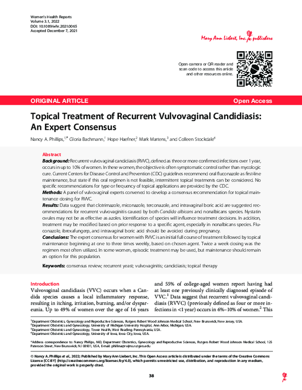 (PDF) Topical Treatment of Recurrent Vulvovaginal Candidiasis: An ...