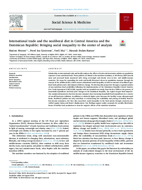 (PDF) International trade and the neoliberal diet in Central America ...