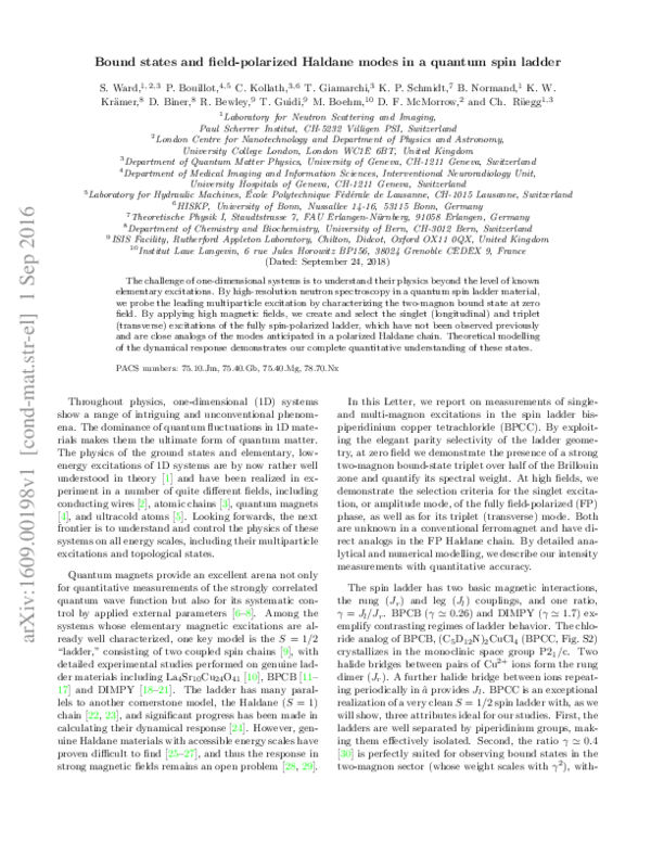 (PDF) Bound States and Field-Polarized Haldane Modes in a Quantum Spin ...