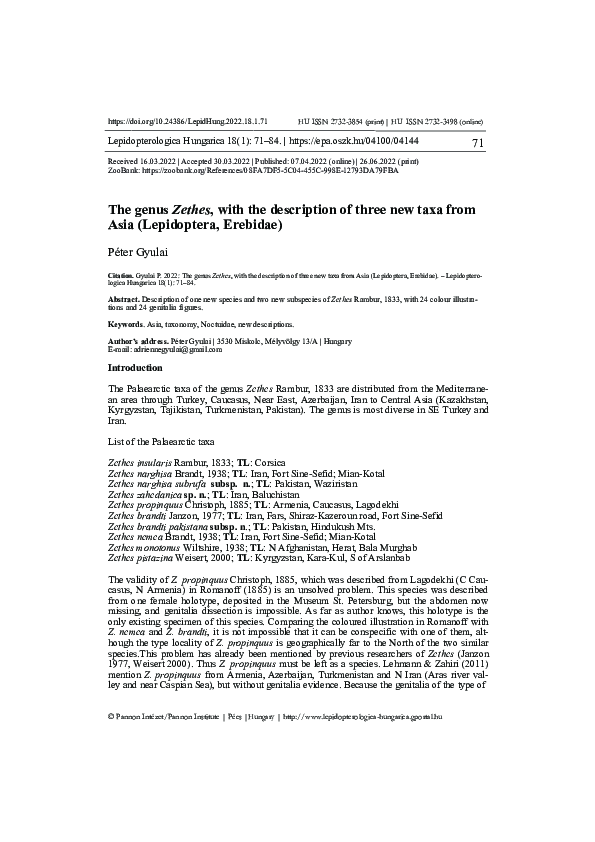 (PDF) The genus Zethes, with the description of three new taxa from ...
