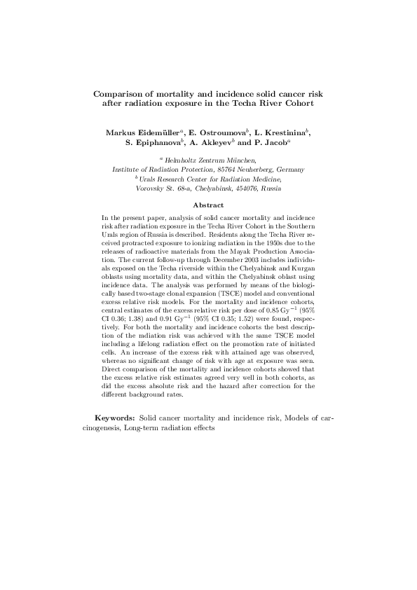 (PDF) Comparison of mortality and incidence solid cancer risk after ...