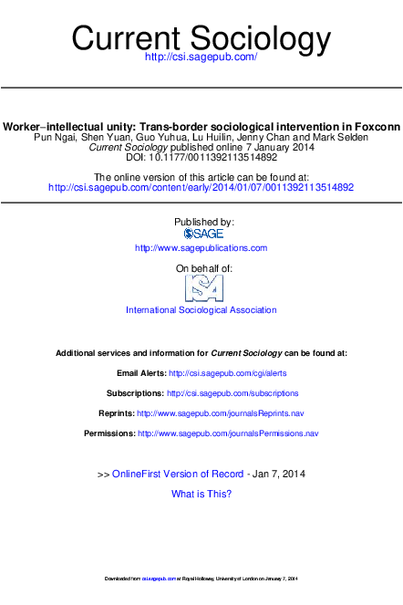 (PDF) Worker–intellectual unity: Trans-border sociological intervention ...