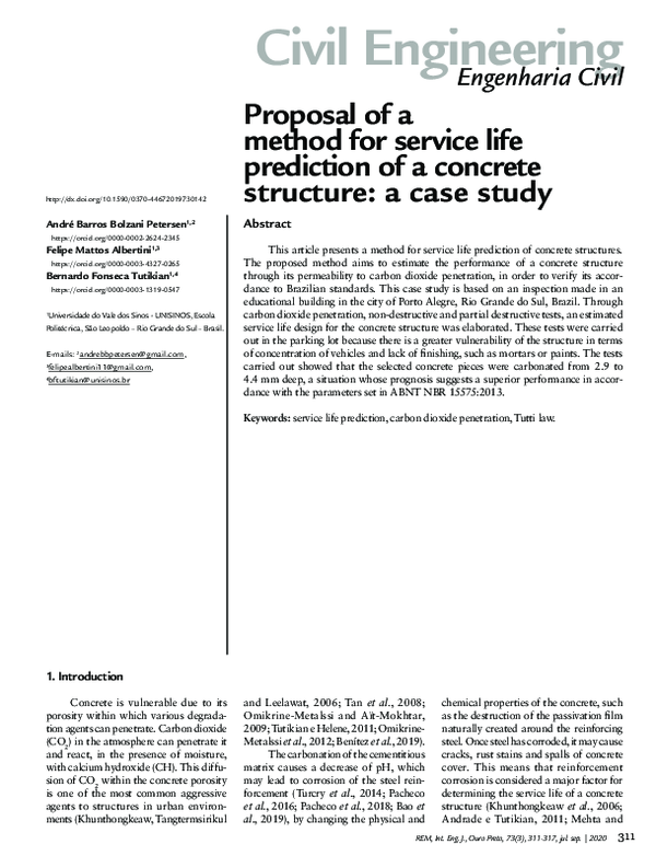(PDF) Proposal of a method for service life prediction of a concrete structure: a case study