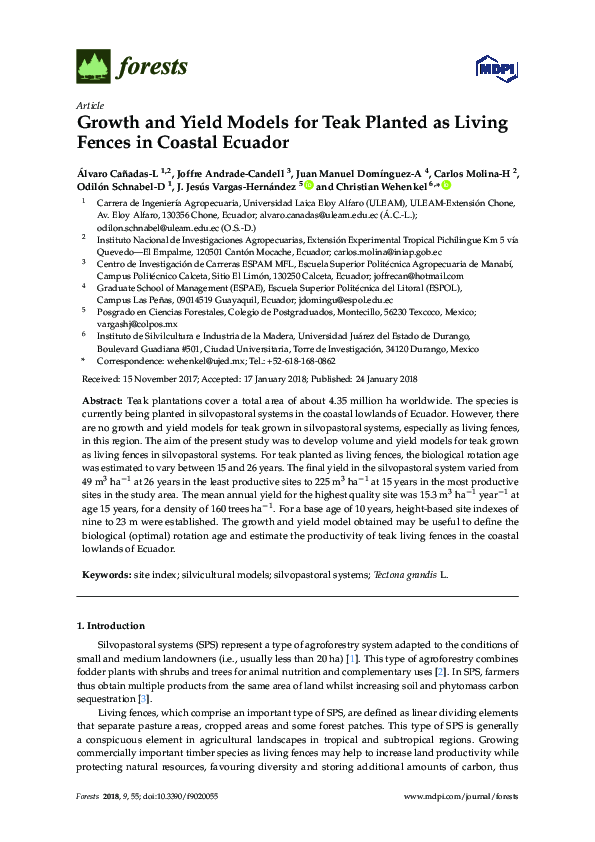 (PDF) Growth and Yield Models for Teak Planted as Living Fences in ...