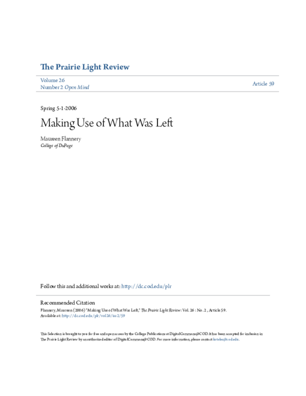(PDF) Making Use of What Was Left