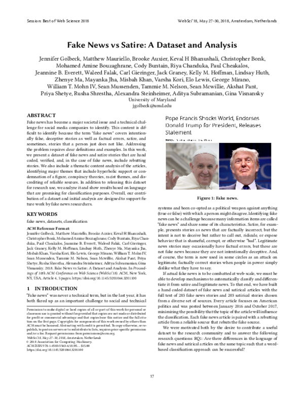 (PDF) Fake News vs Satire
