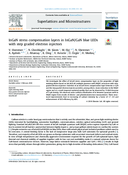 (PDF) InGaN stress compensation layers in InGaN/GaN blue LEDs with step ...