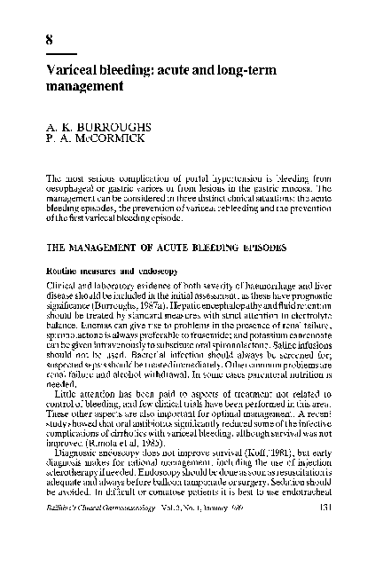 (PDF) Variceal bleeding: acute and long-term management
