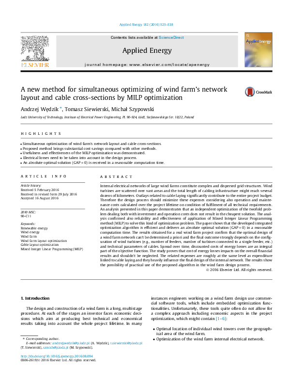 (PDF) A new method for simultaneous optimizing of wind farm’s network ...