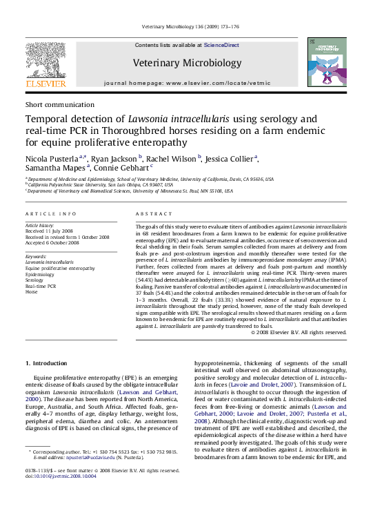 (PDF) Temporal detection of Lawsonia intracellularis using serology and ...