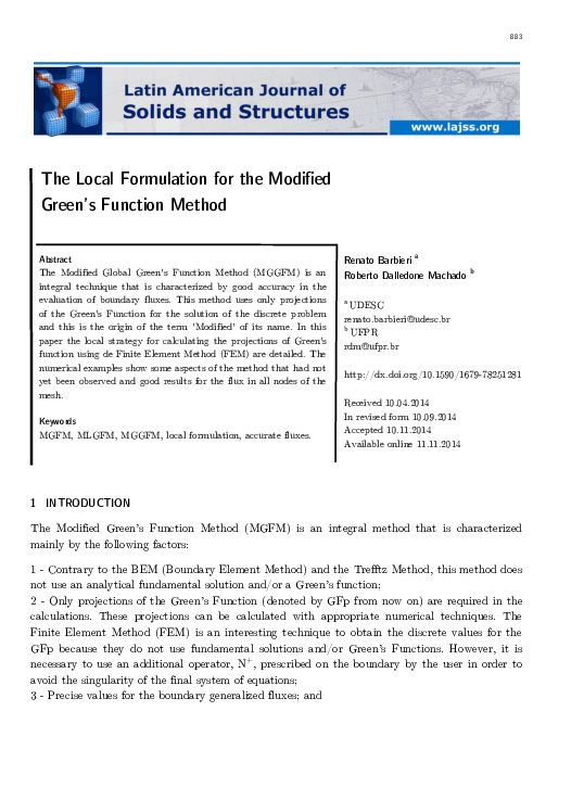 (PDF) The Local Formulation for the Modified Green's Function Method