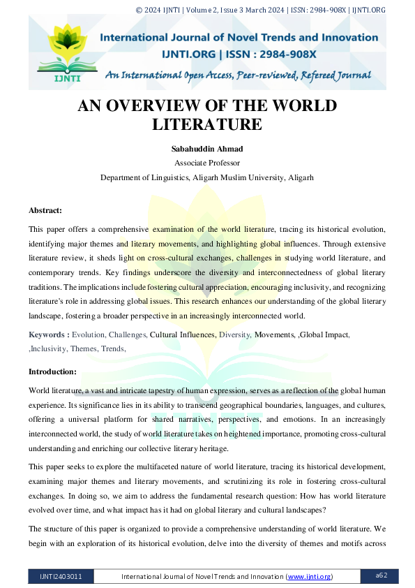 (PDF) AN OVERVIEW OF THE WORLD LITERATURE