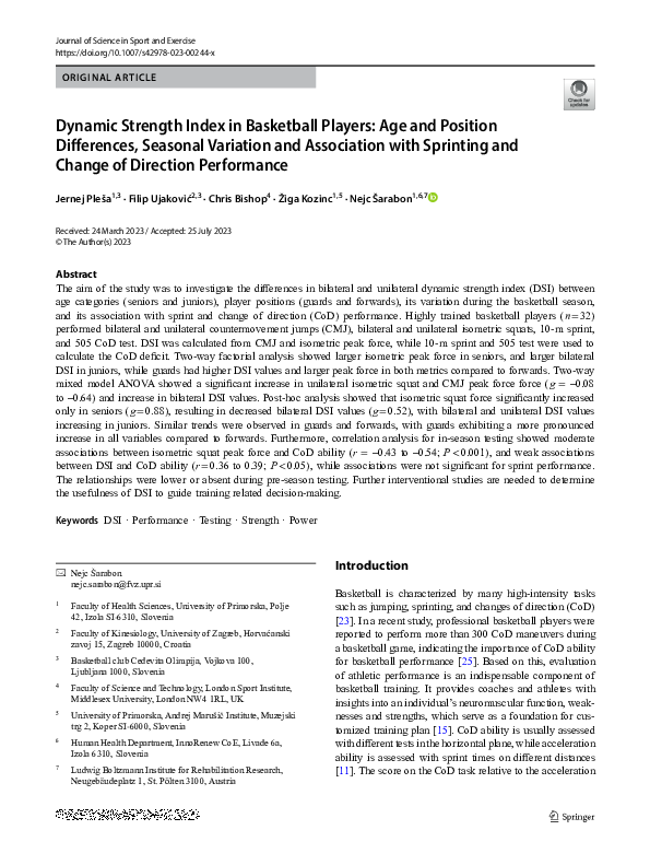 (PDF) Dynamic Strength Index in Basketball Players: Age and Position ...