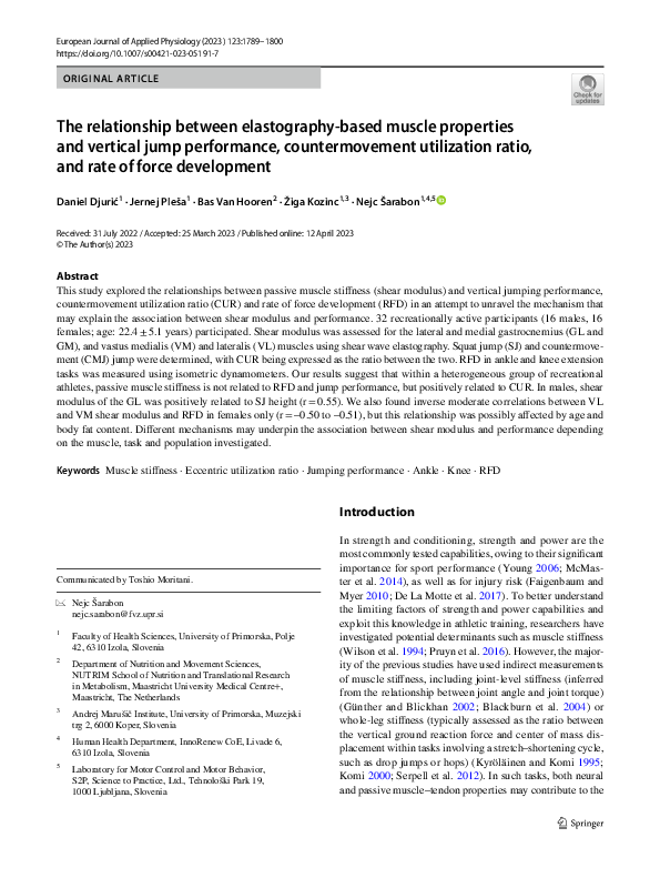(PDF) The relationship between elastography-based muscle properties and ...