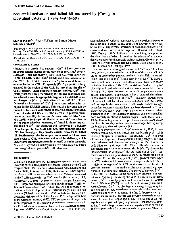 (PDF) Sequential activation and lethal hit measured by [Ca2+]i in ...
