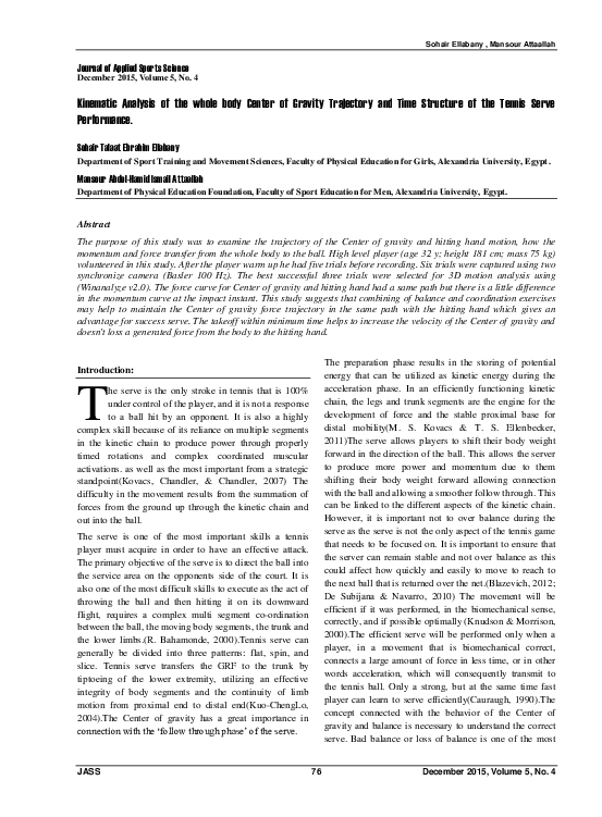 (PDF) Kinematic Analysis of the Whole Body Center of Gravity Trajectory and Time Structure of ...