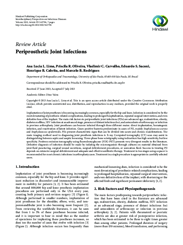 (PDF) Periprosthetic joint infections
