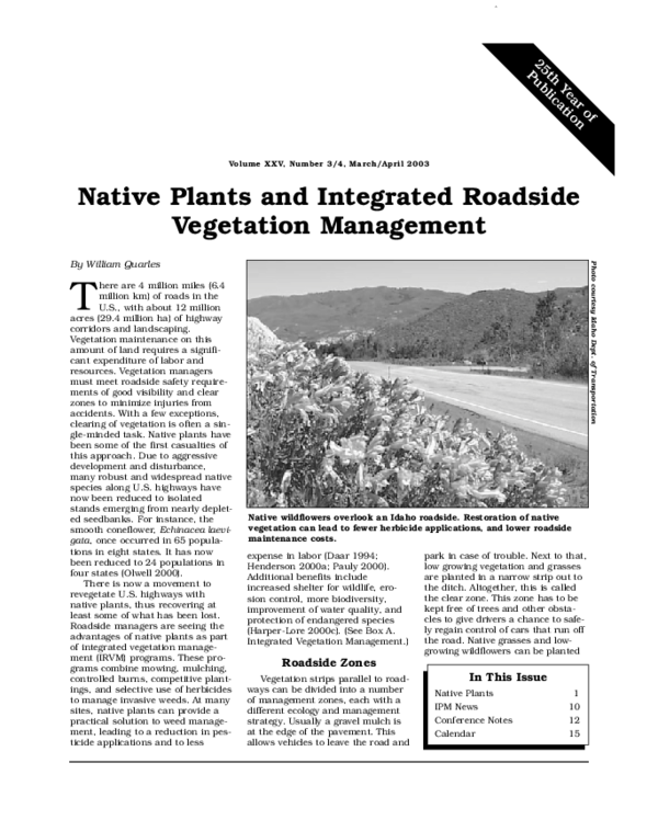 (PDF) Native Plants and Integrated Roadside Vegetation Management