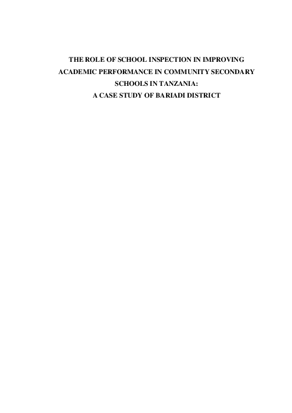(PDF) The role of school inspection in improving Academic performance ...