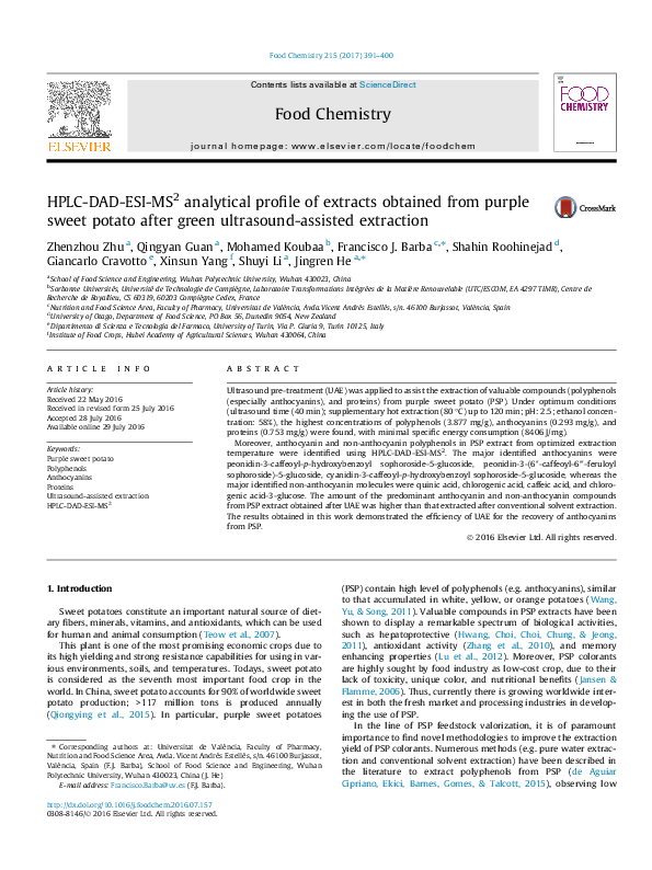 (PDF) HPLC-DAD-ESI-MS2 analytical profile of extracts obtained from ...