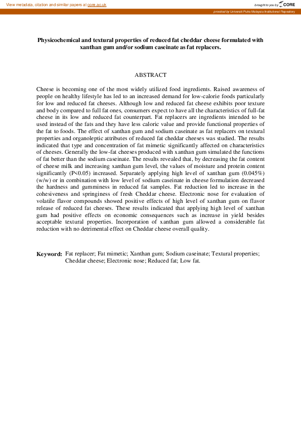 (PDF) Physicochemical and textural properties of reduced fat Cheddar ...