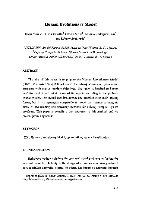 (PDF) Human Evolutionary Model