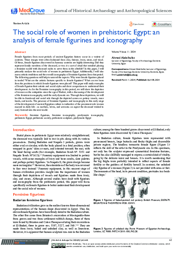 (PDF) The social role of women in prehistoric Egypt: an analysis of ...