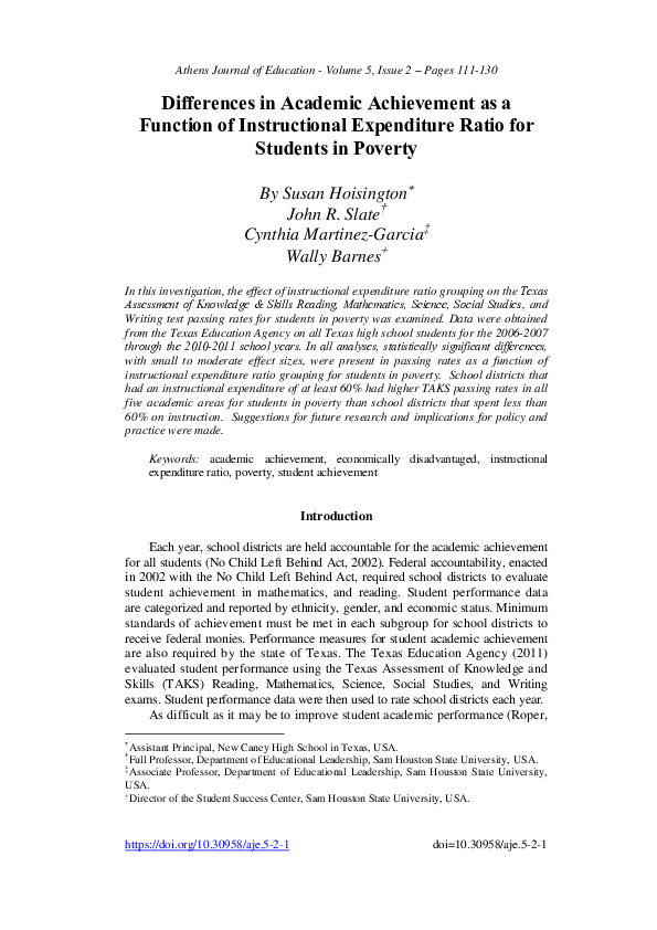 (PDF) Differences in Academic Achievement as a Function of ...