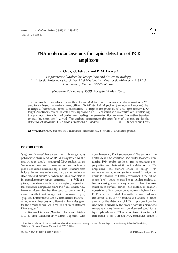 (PDF) PNA molecular beacons for rapid detection of PCR amplicons
