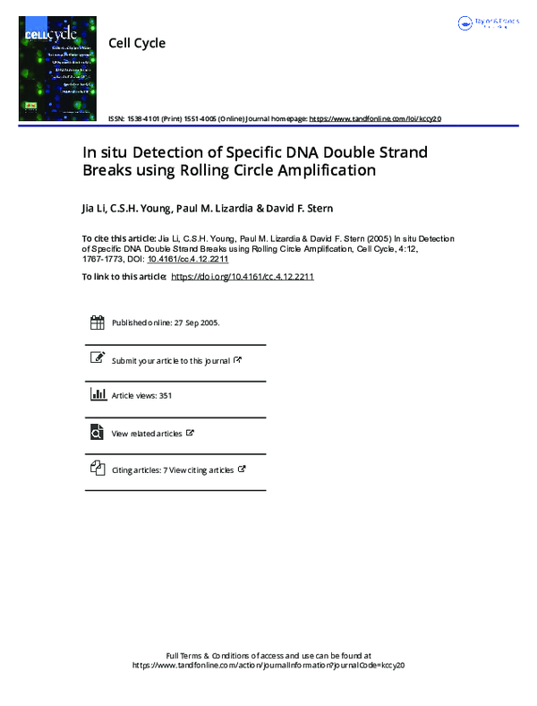 (PDF) In situ Detection of Specific DNA Double Strand Breaks using ...