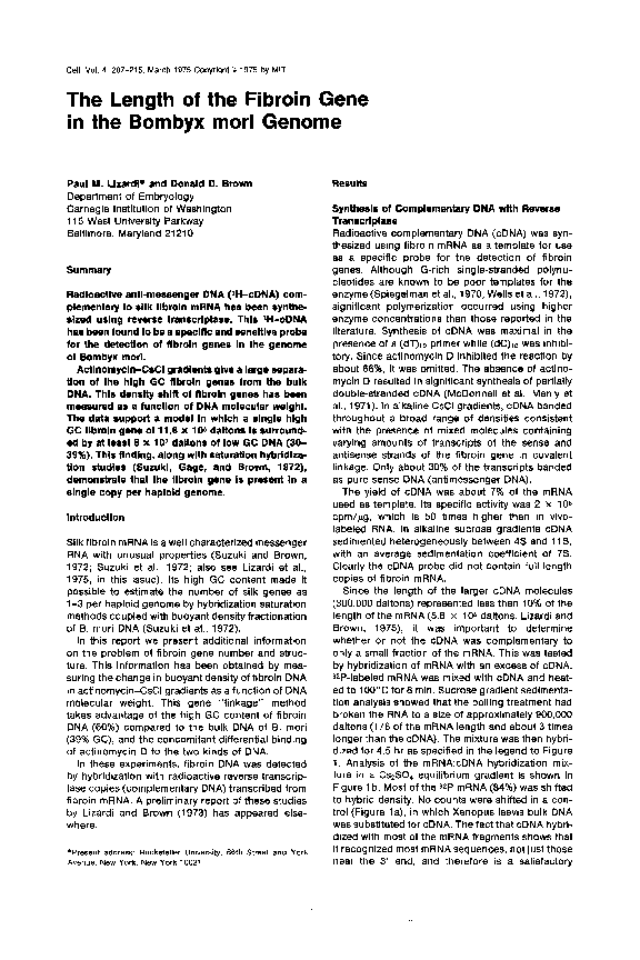 (PDF) The length of the fibroin gene in the Bombyx mori genome