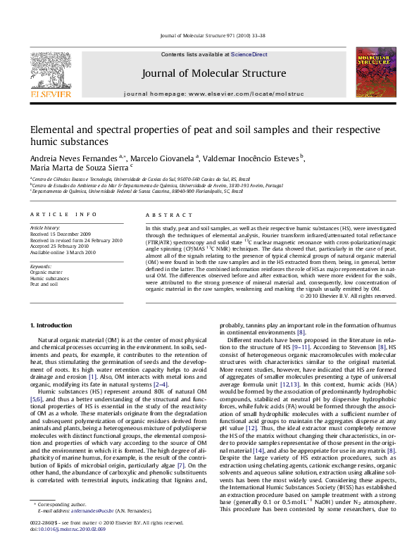 (PDF) Elemental and spectral properties of peat and soil samples and ...