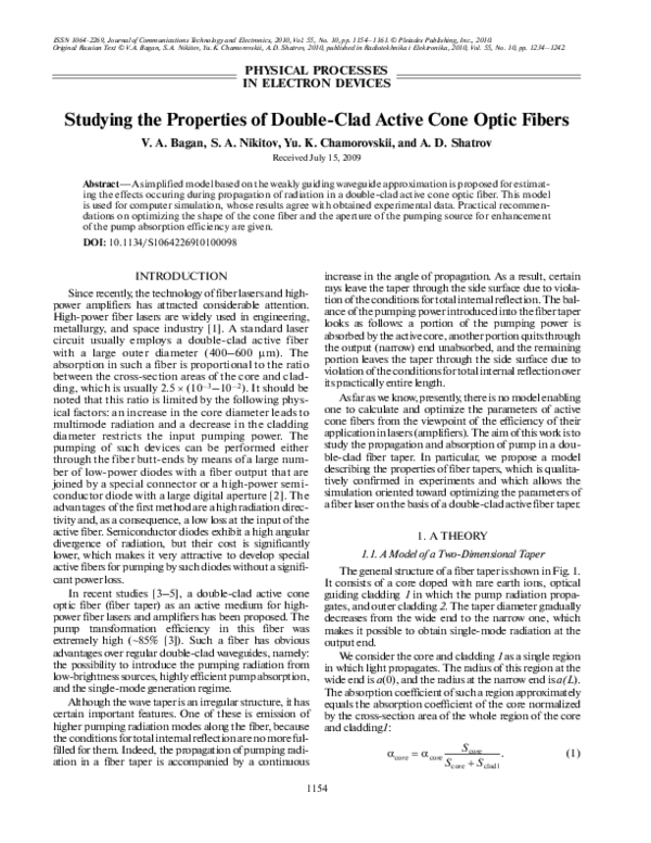 (PDF) Studying the properties of double-clad active cone optic fibers