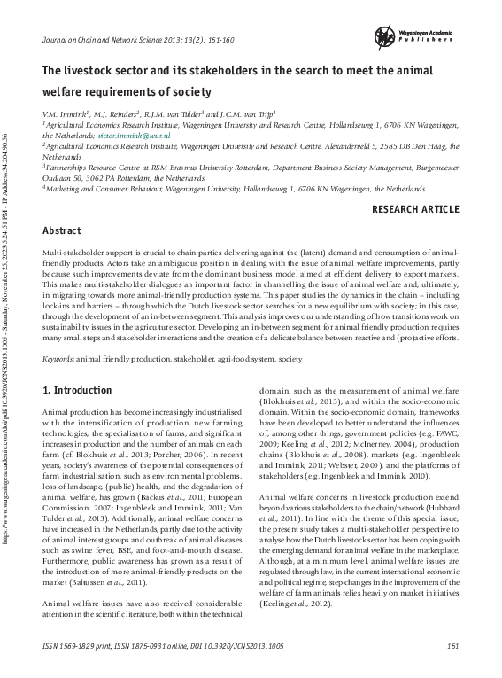 (PDF) The livestock sector and its stakeholders in the search to meet ...