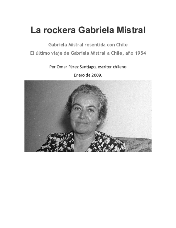 (PDF) La rockera Gabriela Mistral Gabriela Mistral resentida con Chile ...
