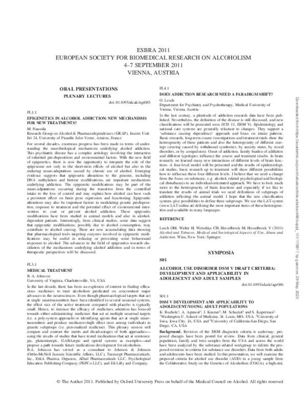 (PDF) S01 * Alcohol Use Disorder DSM V Draft Criteria: Development and ...